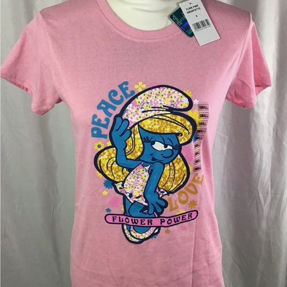 The Smurfs | Tops | The Smurfs Womans Lg Peace Love Flower Power ...